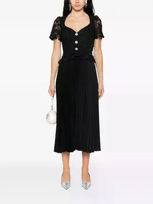 NISSA Lace-panelled Maxi Dress - Black