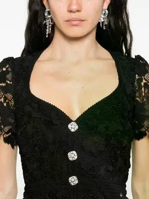 NISSA Lace-panelled Maxi Dress - Black