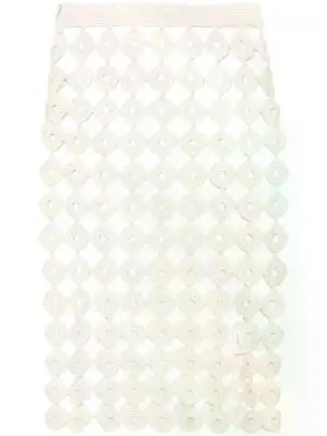 WALES BONNER Stanza Crochet-knit Midi Skirt - Neutrals