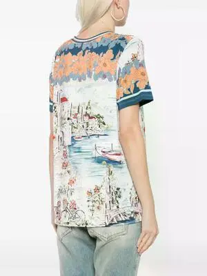 Johnny Was Janie Favourite Swing T-shirt With All-over Graphic Print - Neutrals