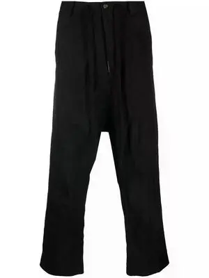 UMA WANG Drop Crotch Wool Blend Trousers - Black