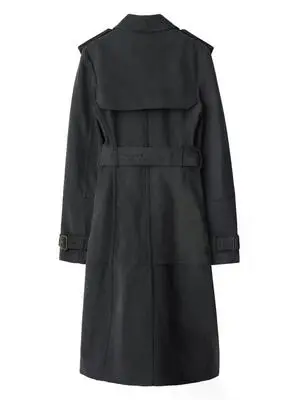 Burberry Long Trench Coat In Cotton And Nylon - Grey