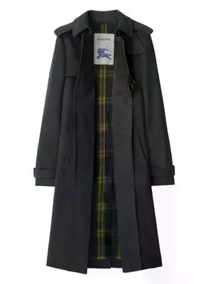 Burberry Long Trench Coat In Cotton And Nylon - Grey