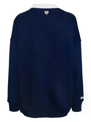A BATHING APE Logo Embellished Cotton Polo Sweatshirt