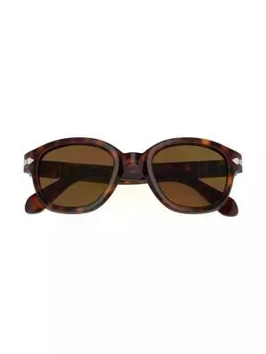 Persol Tortoiseshell Effect Round Frame Sunglasses