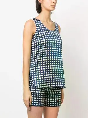 Kiton Polka-dot Silk Sleeveless Top