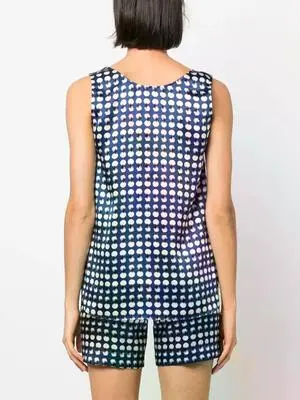 Kiton Polka-dot Silk Sleeveless Top