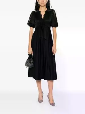 NISSA Floral-lace Puff Sleeve Dress