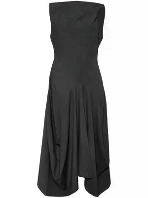 Goen.j Asymmetrical Draped Midi Dress - Grey