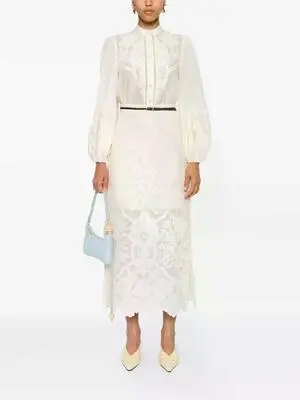 Zimmermann Ottie Embroidered Midi Skirt