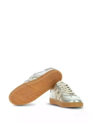 Hogan Tone Leather Lace-up Sneakers - Silver