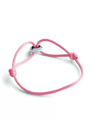 LOEV 14kt White Gold Diamond Eternity Bracelet With Pink Cord - Silver