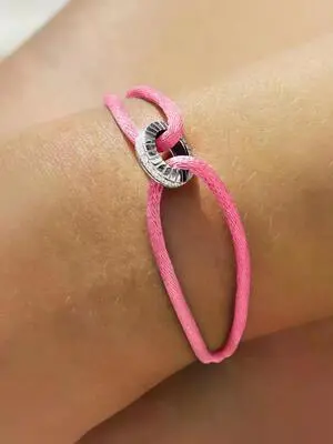 LOEV 14kt White Gold Diamond Eternity Bracelet With Pink Cord - Silver