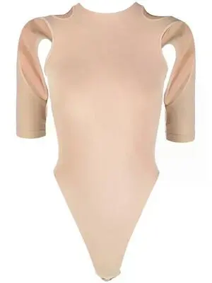 ANDREĀDAMO Cut-out Detail Stretch Top - Neutrals