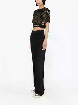 Palm Angels Sequin-embellished Animal Print Crop Top