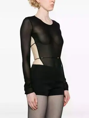 Saint Laurent Open-back Georgette Crepe Bodysuit