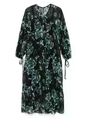 Scotch & Soda Fil Coupé Maxi Dress With Floral Print - Black
