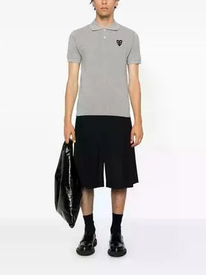 Play Comme Des Garcon Heart-patch Cotton Polo Shirt - Grey