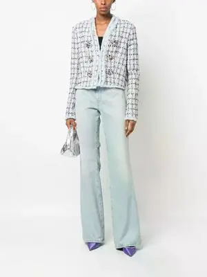 Philipp Plein Single-breasted Tweed Blazer With Crystal Embellishments