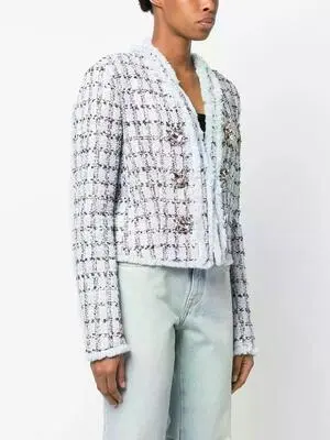Philipp Plein Single-breasted Tweed Blazer With Crystal Embellishments