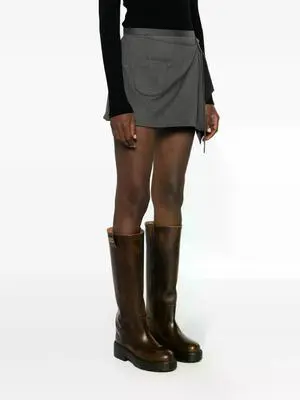 COURREGES Draped Virgin Wool-blend Mini Skirt