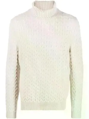 Fedeli Roll-neck Cable-knit Jumper - Neutrals