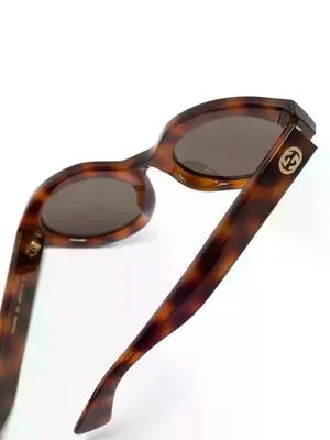 Gucci Oval Frame Sunglasses With Tortoiseshell Effect