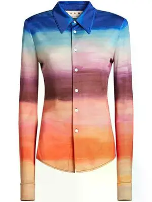 Marni Gradient-effect Long-sleeve Shirt - Blue