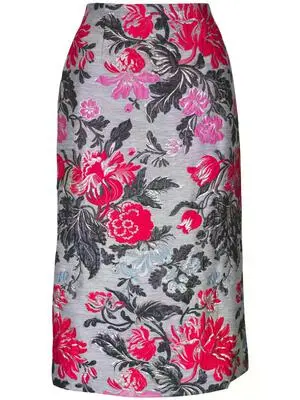 Carolina Herrera Floral Jacquard Midi Skirt