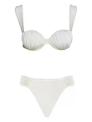 NOIRE SWIMWEAR Noire Swimwear Ruched Balconette Bikini Neutrals