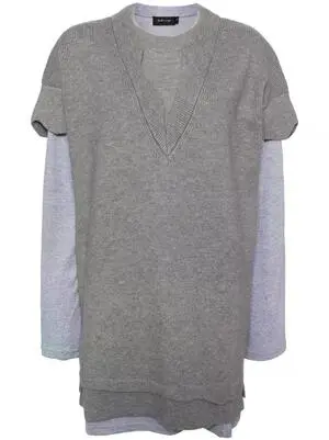 TOUT A COUP V-neck Jumper Set - Grey
