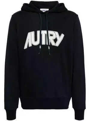 AUTRY Logo-print Cotton Hoodie - Blue