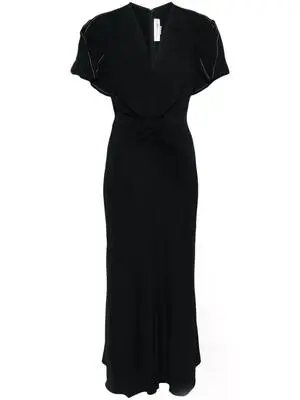 Victoria Beckham Gathered Detail Midi Dress - Black