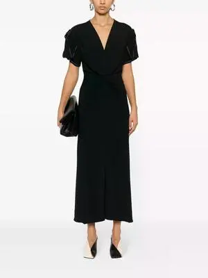 Victoria Beckham Gathered Detail Midi Dress - Black