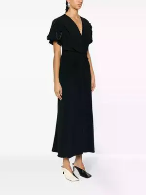 Victoria Beckham Gathered Detail Midi Dress - Black