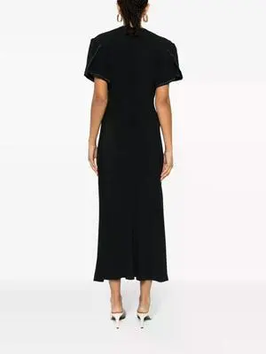Victoria Beckham Gathered Detail Midi Dress - Black