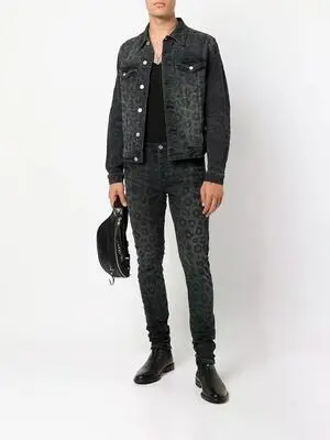 PURPLE BRAND Monogram Leopard Print Jeans