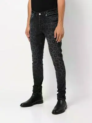 PURPLE BRAND Monogram Leopard Print Jeans