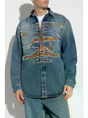 Y/project Distressed Denim Shirt - Blue