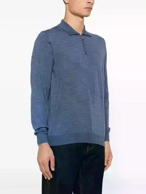 Fedeli Fine-knit Polo Shirt - Blue