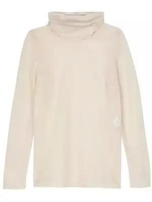 RACIL Ivory Cotton Slub Texture Semi-sheer Cowl Neck Long Sleeve Blouse