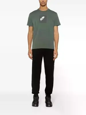 Stone Island Compass-appliqué Cotton Track Pants - Black