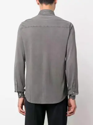 Fedeli Chambray Spread-collar Cotton Shirt - Grey