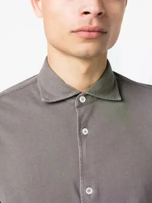 Fedeli Chambray Spread-collar Cotton Shirt - Grey