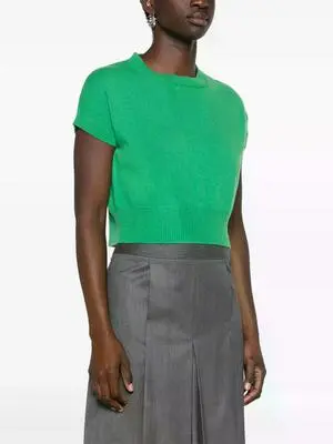 TEDDY CASHMERE Genova Cropped Knit Top - Green