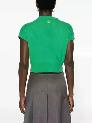 TEDDY CASHMERE Genova Cropped Knit Top - Green
