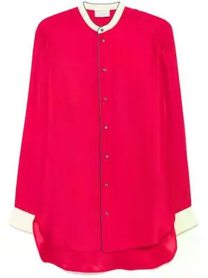 PIERRE-LOUIS MASCIA Silk Satin Shirt With Contrasting Details
