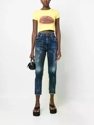 Dsquared2 High-waisted Cropped Skinny Jeans - Blue