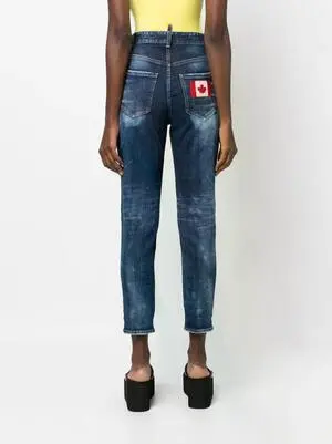 Dsquared2 High-waisted Cropped Skinny Jeans - Blue