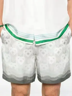 Casablanca Heart Monogram Silk Shorts - Grey